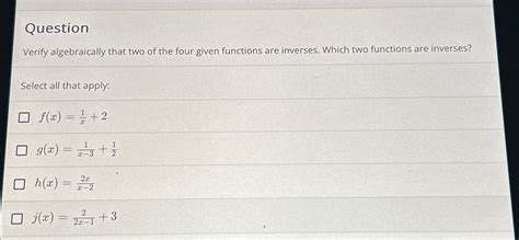 solved questionverify algebraically that two of the four