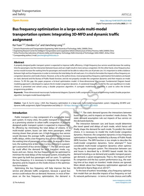 Pdf Bus Frequency Optimization In A Large Scale Multi Modal