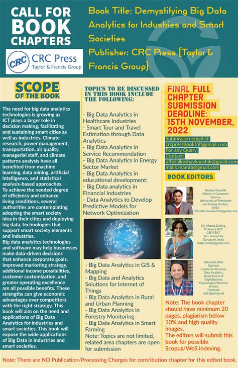 Pdf Call For Book Chapters Demystifying Big Data Analytics For Industries And Smart