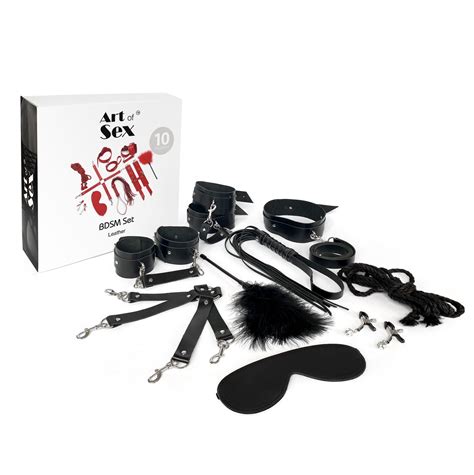 Набір Bdsm Art Of Sex Set Leather 10 предметів чорний натуральна шкіра So7138 купити в