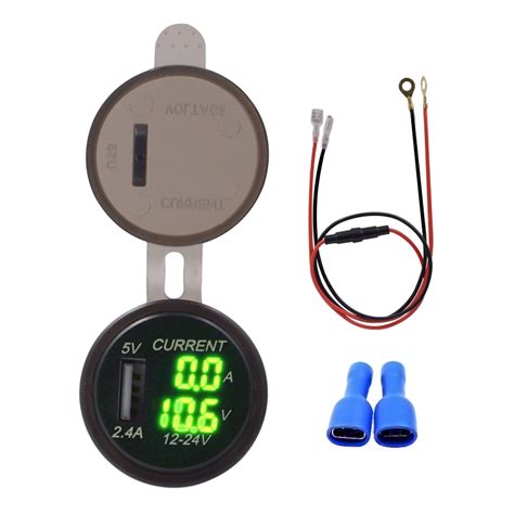 범용 자동차 단일 포트 Usb 충전기 전원 콘센트 어댑터 24a 5v Ip66 Led 디지털 전압계 전류계 60cm