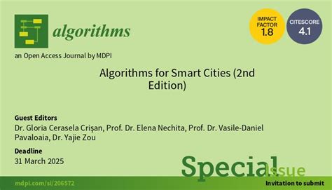 Algorithms Mdpi On Linkedin Specialissue Deadline Citylogistics Internetofthings Egovernance