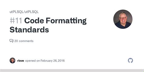 code formatting standards · issue 11 · utplsql utplsql · github