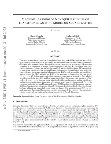 Pdf Machine Learning Of Nonequilibrium Phase Transition In An Ising