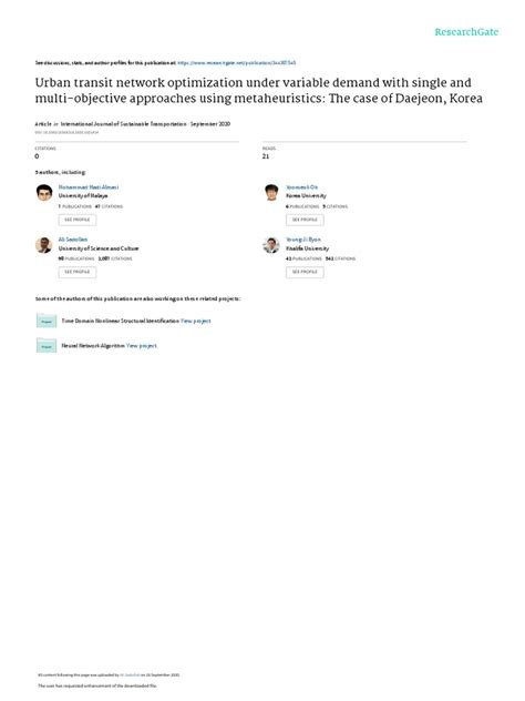 Urban Transit Network Optimization Daejeon Korea Pdf Mathematical Optimization Metaheuristic