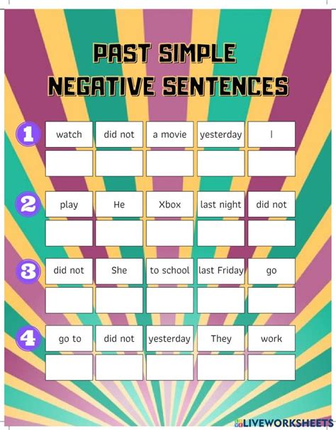 A Poster With The Words Past Simple Negative Sentences In Front Of An Abstract Background