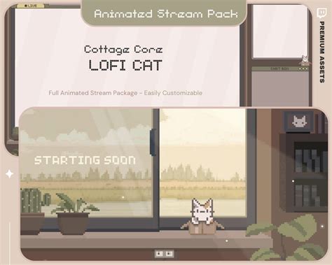 Cat Overlay Animation Twitch Aesthetic Stream Pack Animated Kitty Full