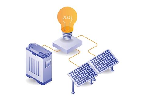 전기 에너지 태양 패널 개념 일러스트레이션 프리미엄 벡터