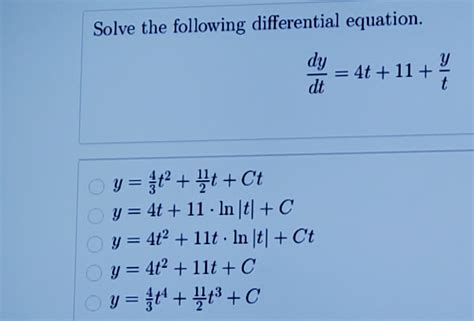Solved Solve The Following Differential Equation