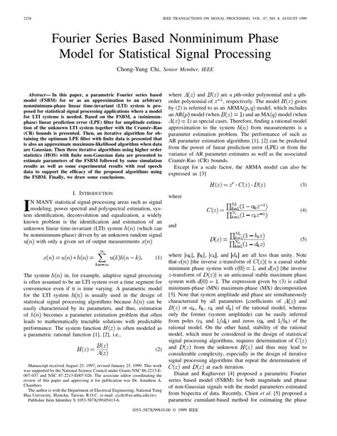 Pdf Fourier Series Based Nonminimum Phase Model For Statistical