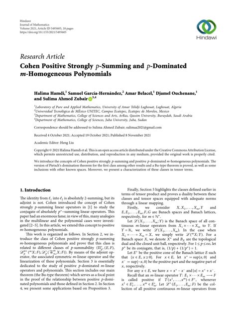 Pdf Cohen Positive Strongly Summing And Dominated M Homogeneous Polynomials