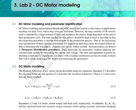 Solved 3 Lab 2 Dc Motor Modeling 31 Dc Motor Modeling And