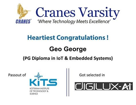 Cranes Varsity On Linkedin Digilux Iot Internetofthings Embedded Embeddedsystems Courses
