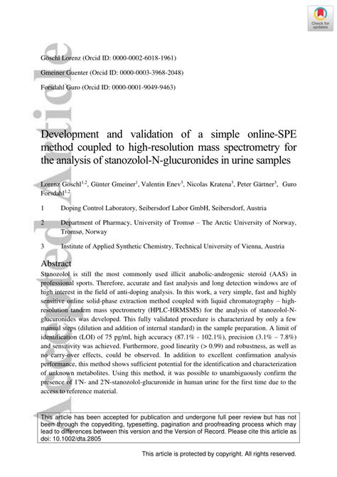 Pdf Development And Validation Of A Simple Online‐spe Method Coupled To High‐resolution Mass