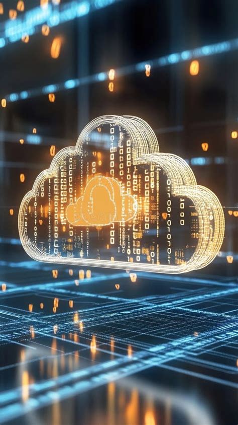 Digital Cloud Technology With Binary Code And Network Connections Stock