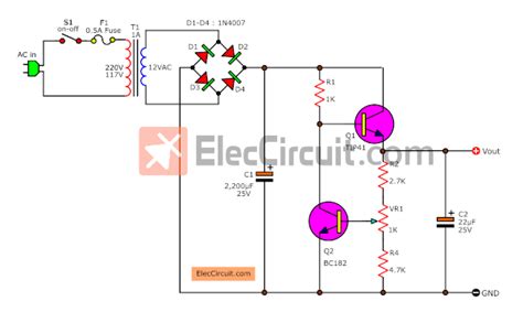 9v Dc Power Supply Schematic Circuit Diagram