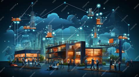 Premium Ai Image Illustrate Various Nodes In A Supply Chain Network Connected Through The