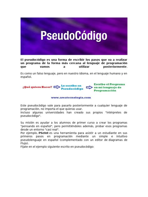 Pseudocódigo Pdf Programación De Computadoras Lenguaje De Programación