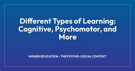Different Types Of Learning Cognitive Psychomotor And More • Teachers Institute