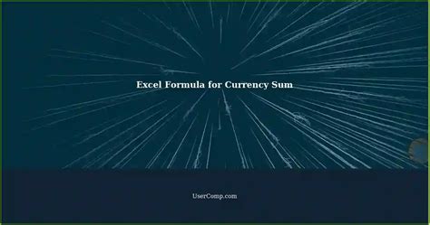 Creating An Excel Formula For Summing Currencies