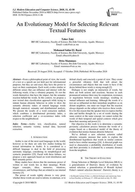 pdf an evolutionary model for selecting relevant textual features