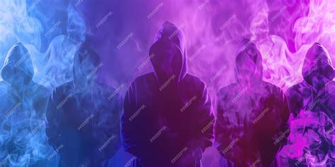 Hooded Hackers In A Dark Setting With Smoke Concept Cybercrime Dark Aesthetic Mysterious Figures