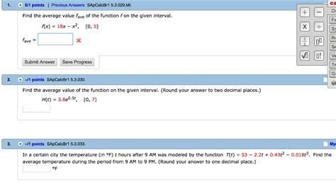 solved find the average value f ave of the function f on the