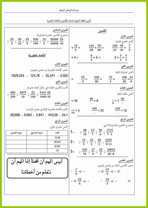 خاص بالسنة الخامسة تمارين مراجعة في اللغة و الرياضيات كل ما يخص