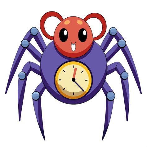 A Purple Spider With A Clock Face And The Numbers 2 And 3 Premium Ai Generated Vector