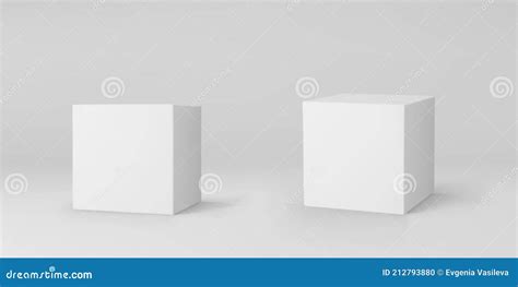 White 3d Cubes Set With Perspective Isolated On Grey Background 3d Modeling Box With Lighting