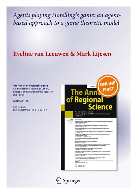 pdf agents playing hotelling s game an agent based approach to a game theoretic model