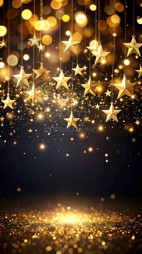 Gold Glitter Background Stars Gold Glitter Star Square Frame Black