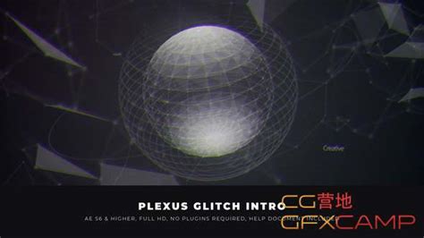 Ae模板 科技感点线粒子小球开场动画 Plexus Glitch Intro 龋齿一号gfxcamp