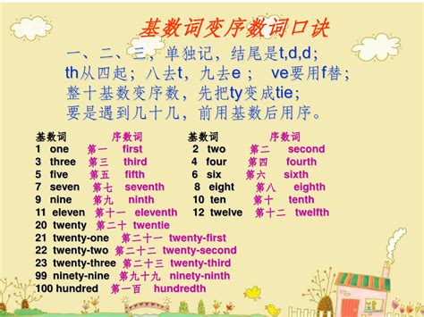 基数词变序数词的口诀 word文档免费下载 亿佰文档网