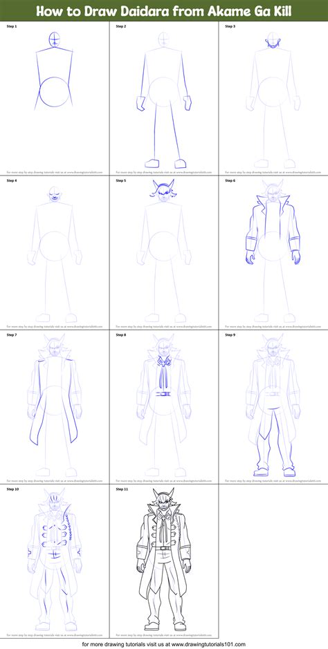 How To Draw Daidara From Akame Ga Kill Printable Step By Step Drawing