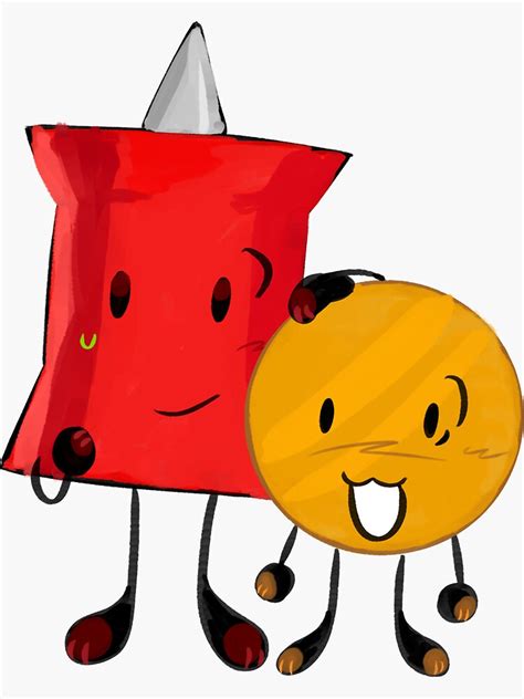 Coiny And Pin Bfdi Bfb Sticker For Sale By Gablunger Redbubble