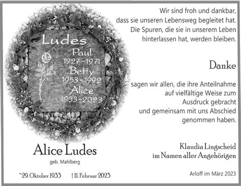 Traueranzeigen Von Paul Ludes Wirtrauern