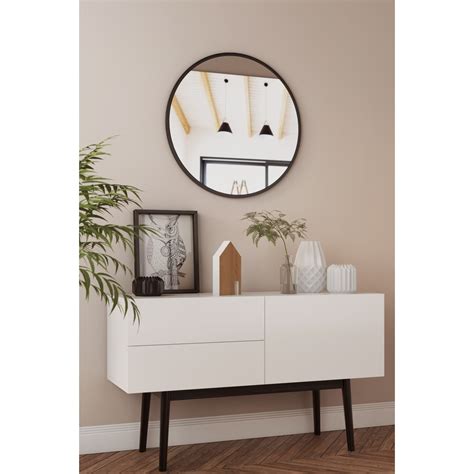 Кръгло стенно огледало Marsah Home диаметър 60 см черна матова метална рамка Emag Bg