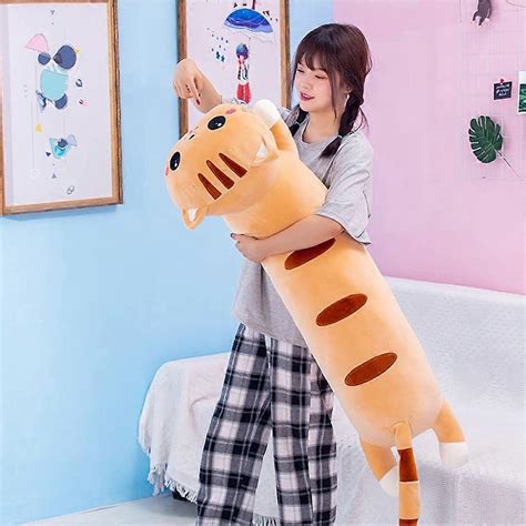 Cute Cat Plush Pillow Long Soft Cat Pillow Cartoon Giant Plush Sleep
