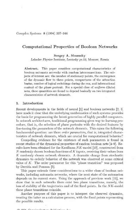 Pdf Computational Properties Of Boolean Networks Dokumentips