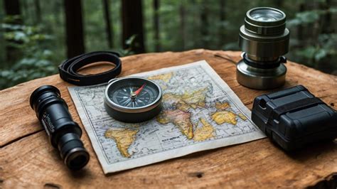 A Compass Sits On A Table Next To A Compass And A Compass Premium Ai Generated Image