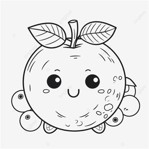 귀여운 귀여운 사과 색칠 페이지 개요 스케치 드로잉 벡터 간단한 과일 그리기 간단한 과일 개요 간단한 과일 스케치 PNG
