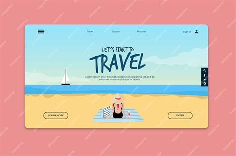 여행 방문 페이지 템플릿 무료 벡터