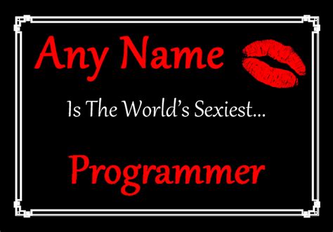 Programmer Personalised Worlds Sexiest Certificate The Card Zoo