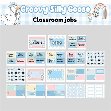 Class Jobs Editable Class Helper Chart Groovy Silly Goose Theme Tpt