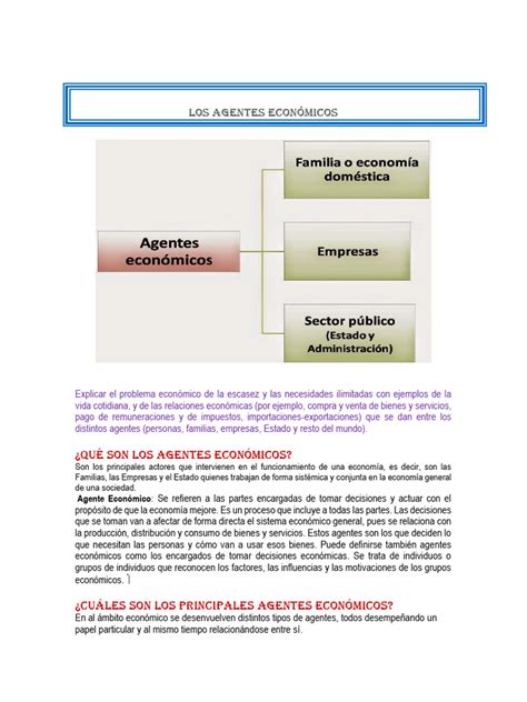 Los Agentes Económicos Pdf Business Factores De Producción