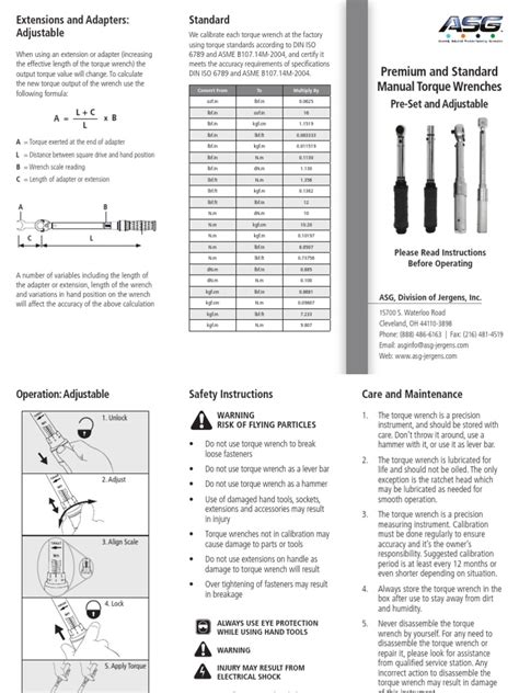 Torque Wrench Manual Pdf Equipment Electricity