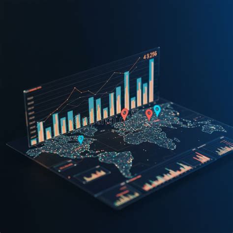 Global Data Visualization World Map With Charts And Graphs Stock Illustration Illustration Of