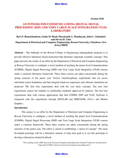 Pdf An Integrated Communications Digital Signal Processing Dsp And Very Large Scale