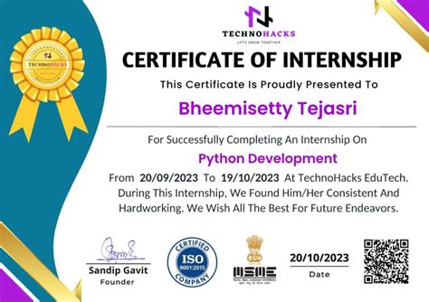 Tejasri Bheemisetty On Linkedin Technohacksedutech Pythondeveloper